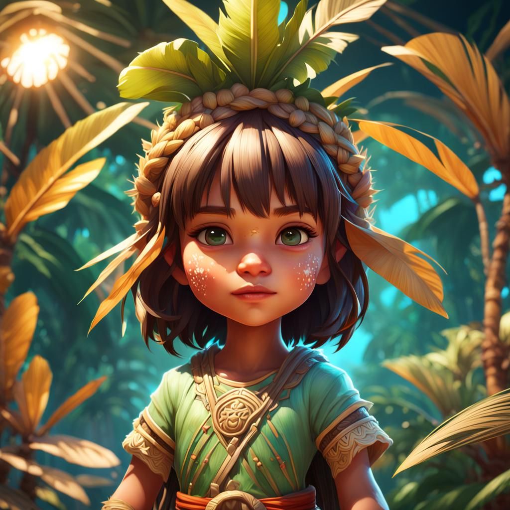 Chibi Hula Coconut head and shoulders portrait, 8k resolution concept ...