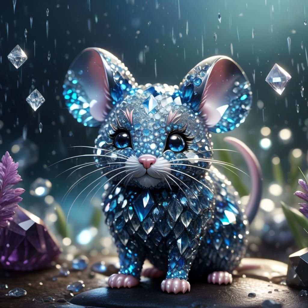 crystal mouse in diamond rain - AI Generated Artwork - NightCafe Creator