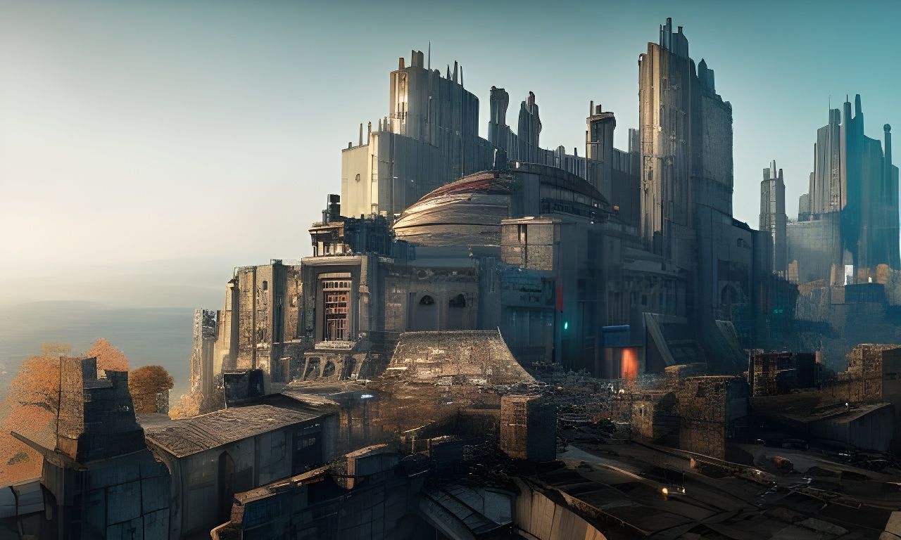 Cyberpunk and medieval castle - AI Generated Artwork - NightCafe Creator