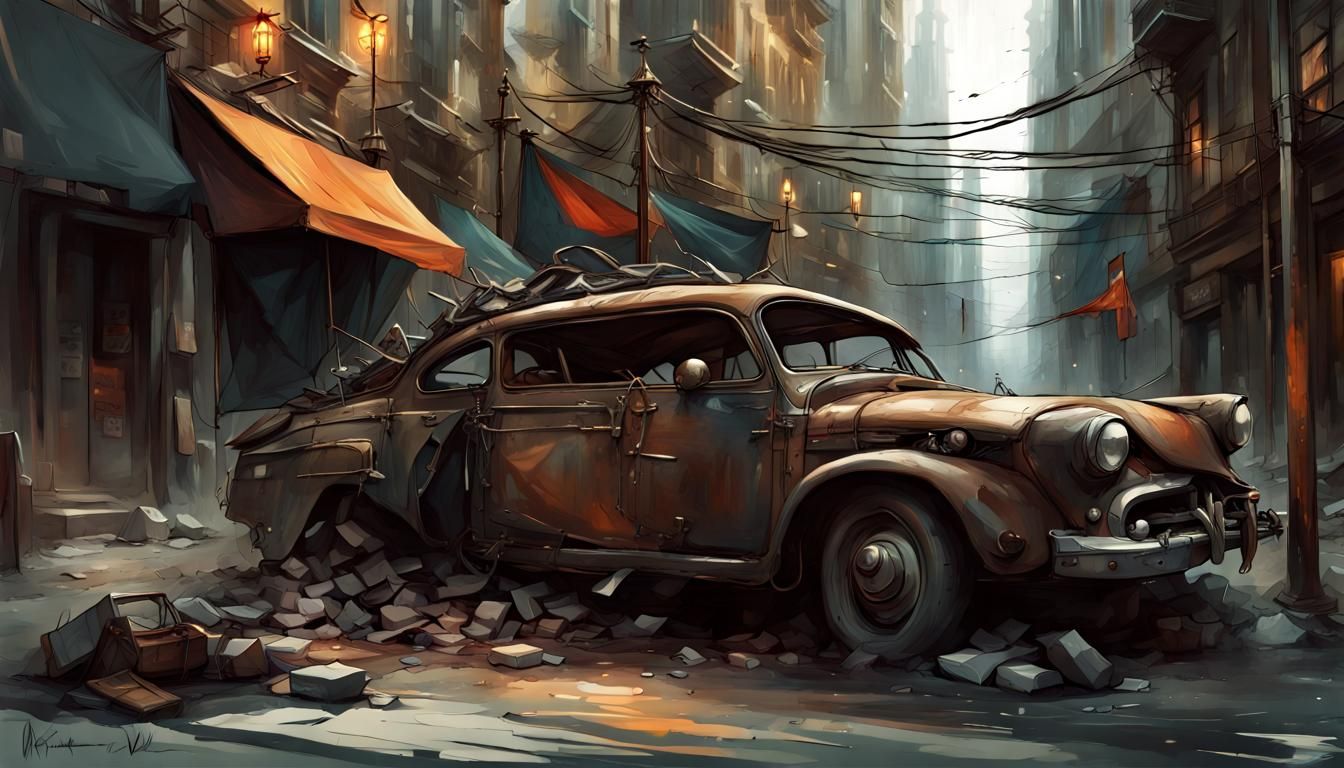 Abandoned rusty car - AI Generated Artwork - NightCafe Creator