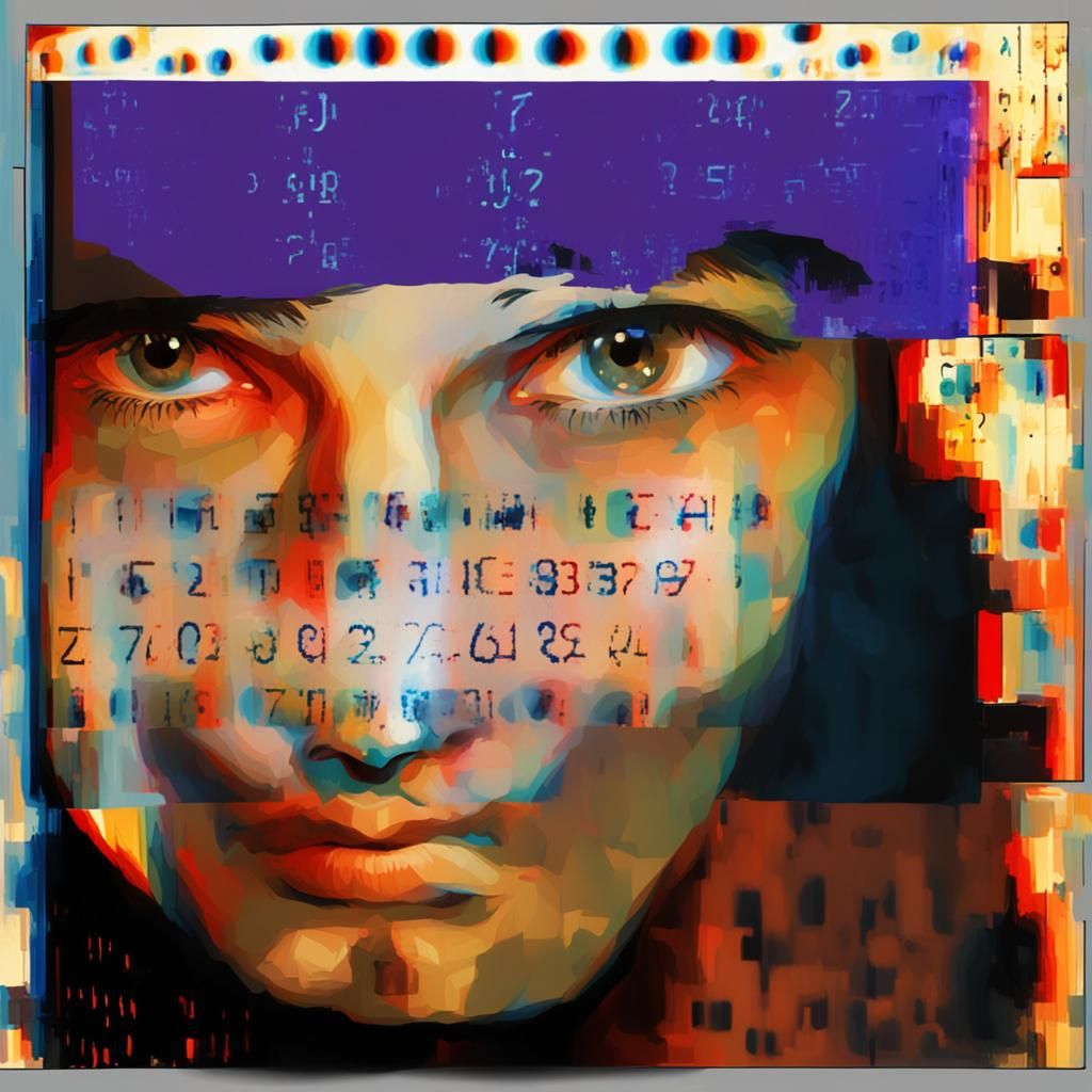 Psychopath stare frontal gaze and unknown computer cipher streaming as ...