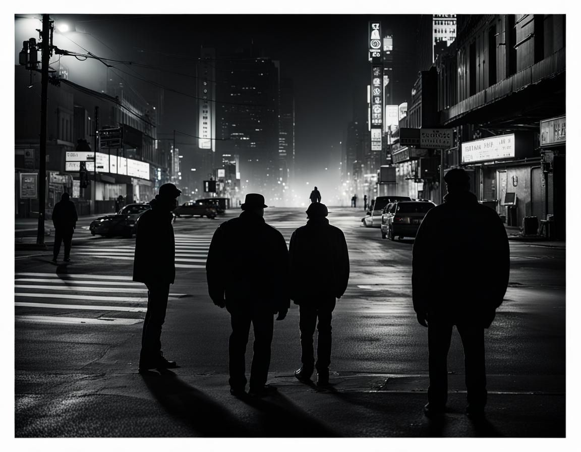Men at an Intersection at Night - AI Generated Artwork - NightCafe Creator