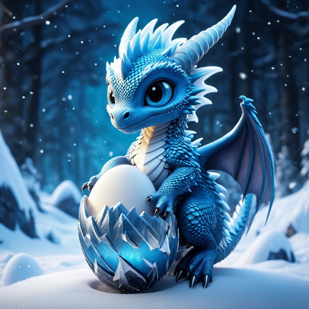 Chibi Ice dragon - AI Generated Artwork - NightCafe Creator