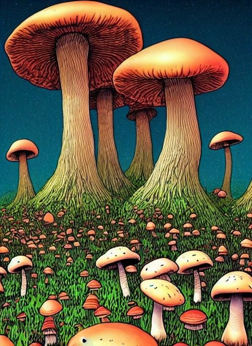 Mushroom Forest, Highly detailed , 8k Rendering, illustration of ...