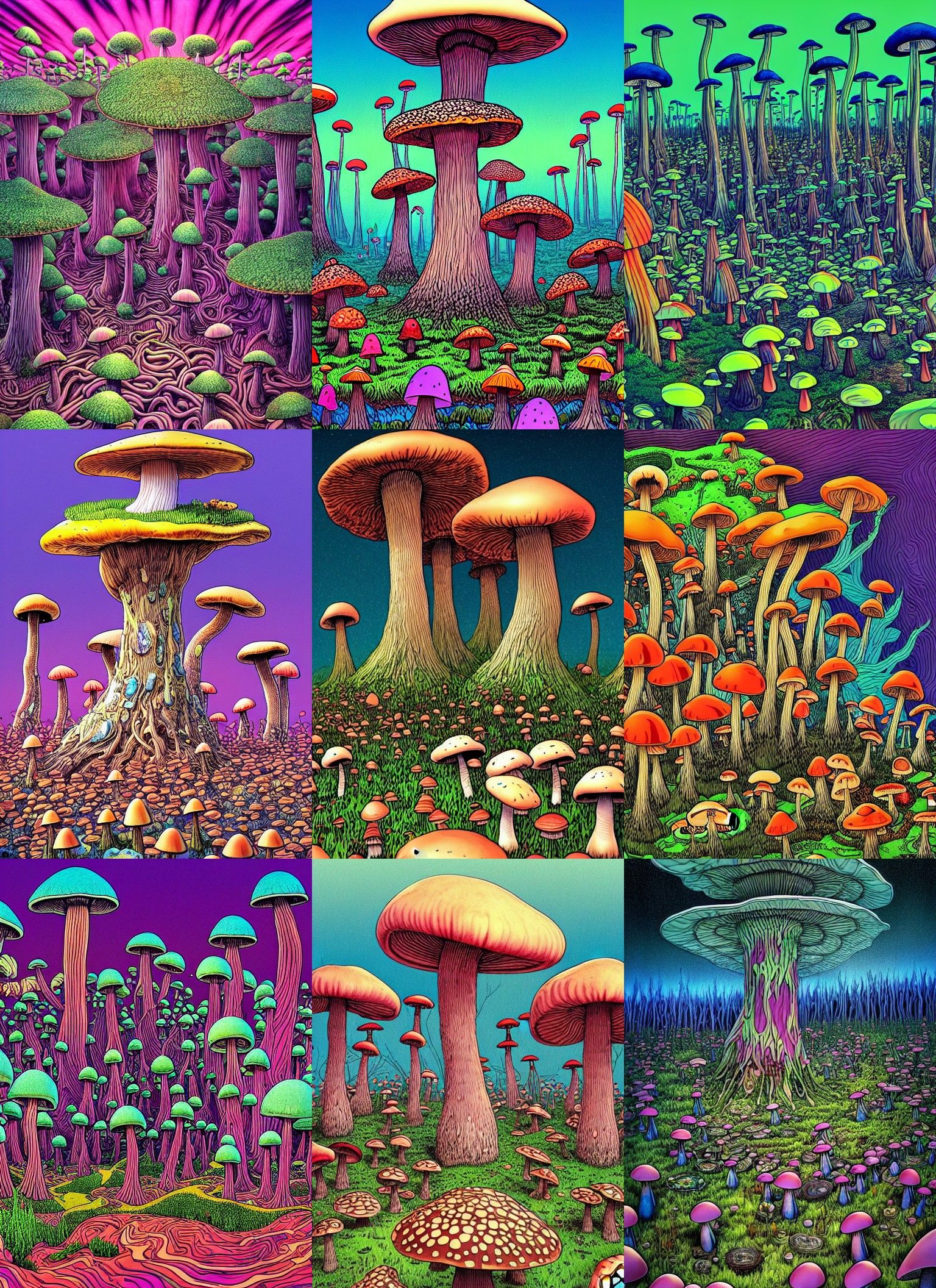 Mushroom Forest, Highly detailed , 8k Rendering, illustration of ...