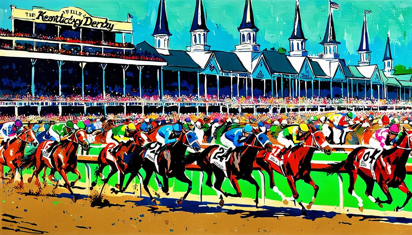 The Kentucky Derby finish line on race day: by artist: "LeRoy Neiman ...