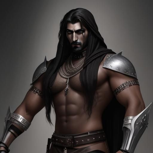 Brown skinned Middle Eastern Gothic man with heavy black makeup with a ...