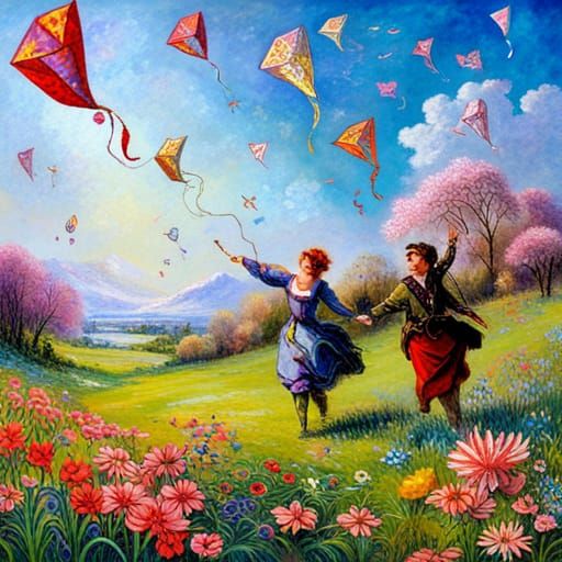 Spring kites - AI Generated Artwork - NightCafe Creator