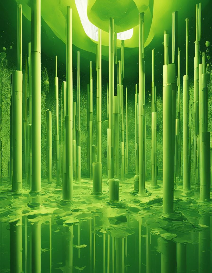 Large vertical green tubes II - AI Generated Artwork - NightCafe Creator