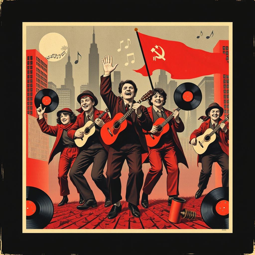 Revolutionary Music Makers in 1920s Propaganda Sty... - AI Art
