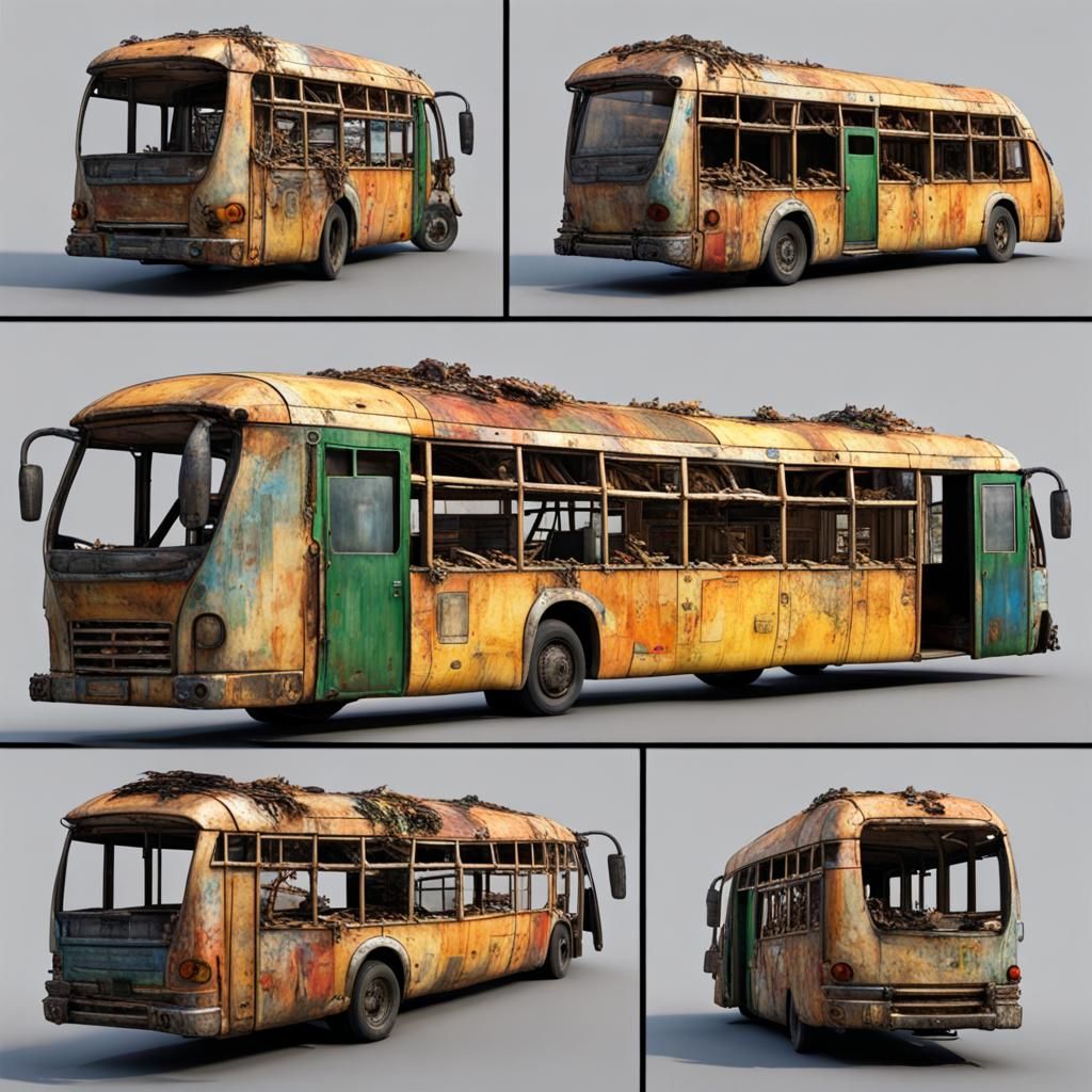 (Garbage bus: 1.5) Realistic, super world bus made out of junk ...