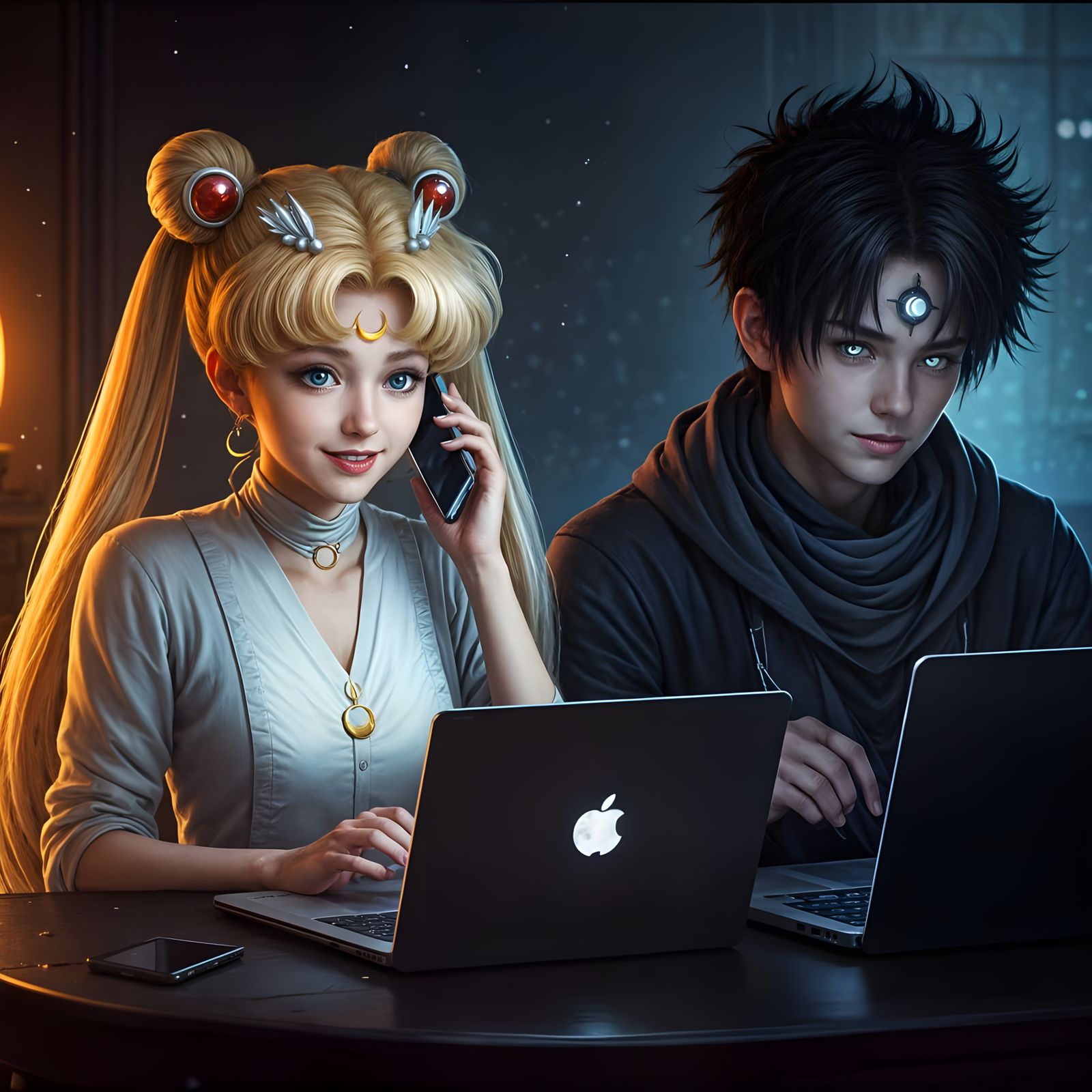 Sailor Moon with Ghost Fighter's Vincent Working Together in Today's World