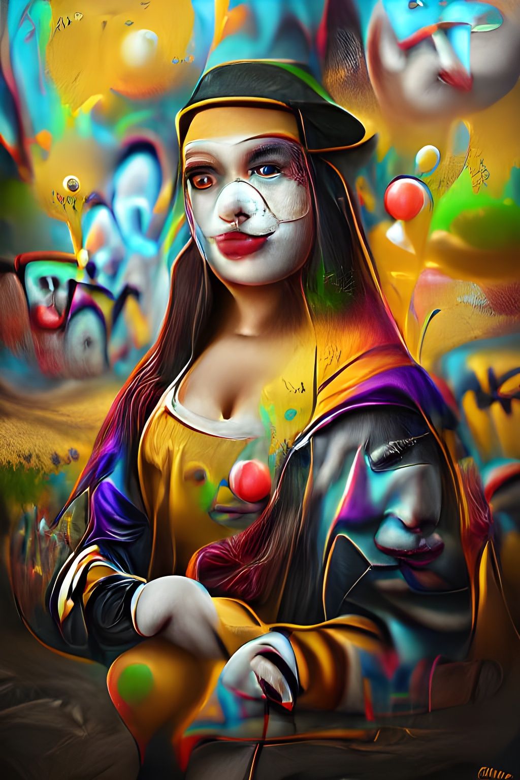 Mona Lisa the clown - AI Generated Artwork - NightCafe Creator
