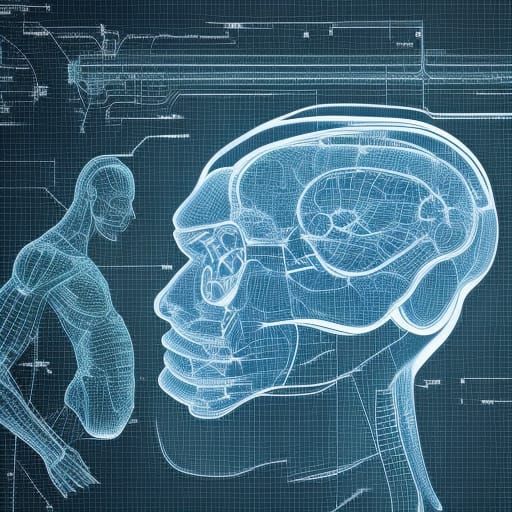 blueprint map, human body with cyborg parts - AI Generated Artwork ...
