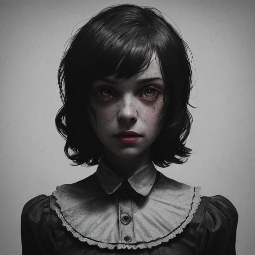 Creepy Portrait - Hauntingly Realistic Little Sister Portra...