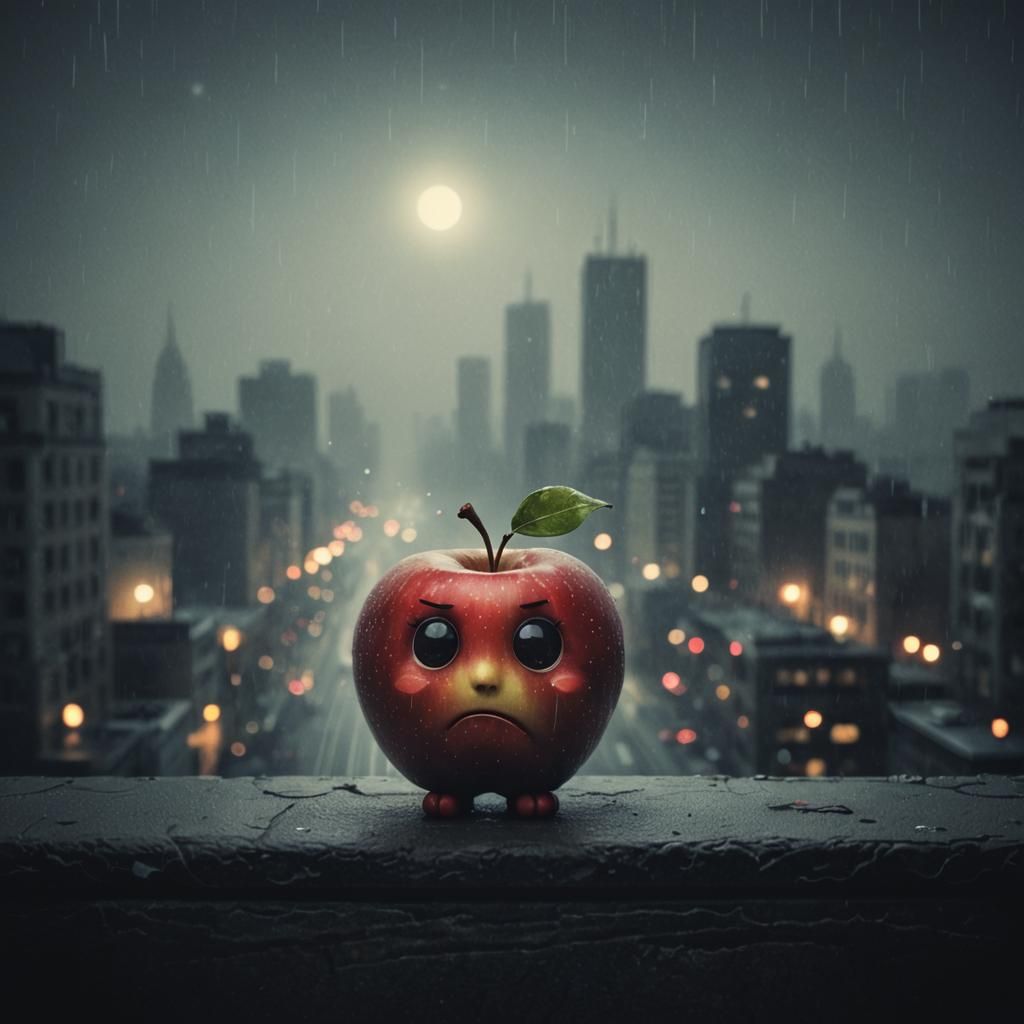 Cute Little Sad Apple holding a text table with text:"i'm lonely" sad ...