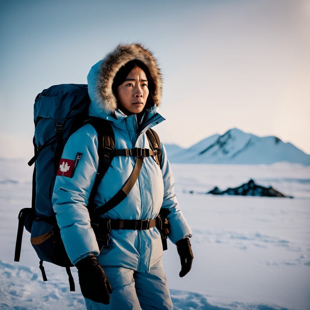A stunning, hyperrealistic portrait of a beautiful Canadian Inuit woman ...
