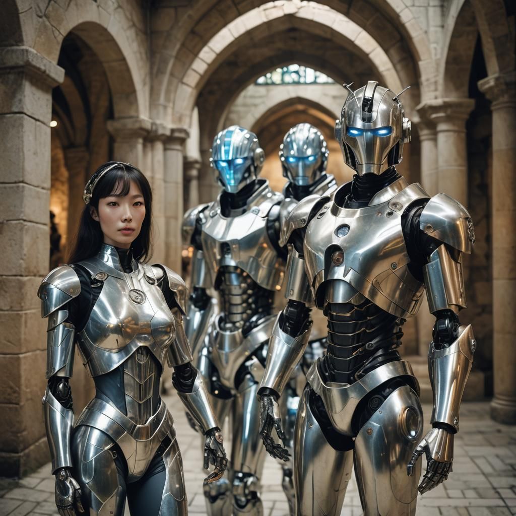 Medieval Robots in Mystic Underground Lair - AI Art