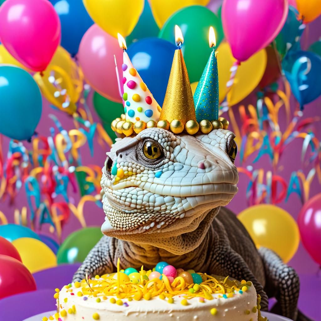 Birthday Lizard - AI Generated Artwork - NightCafe Creator