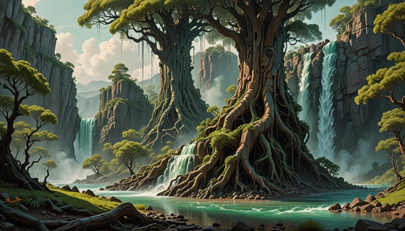 Colossal, Detailed Hand Erupts from Earth in Surre... - AI Art