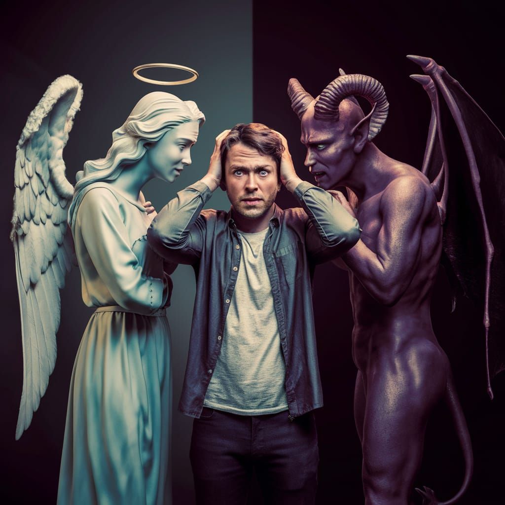 high resolution photorealistic imagr of confused human holding his head ...