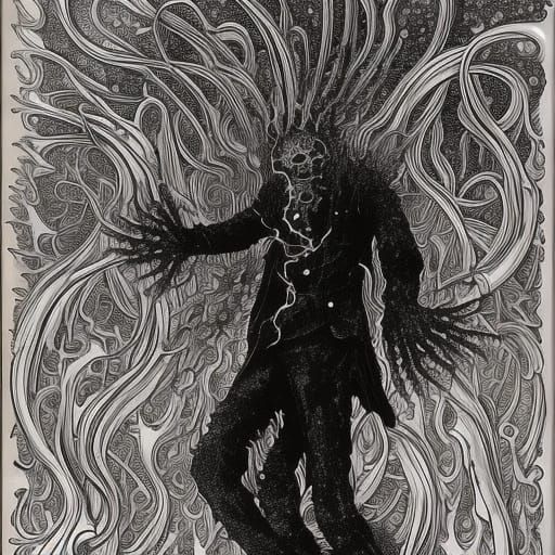 undead man in magnetic field lines!! Oil splash!! Oil stained ...