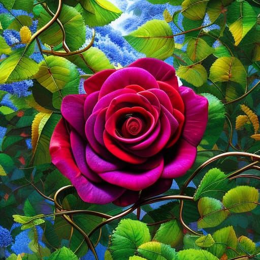 COVERED IN VINES Beautiful Rose made of Ruby, swirly crystalized fire ...