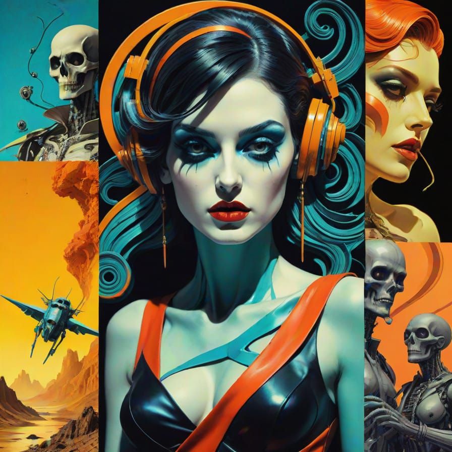 collage psychedelic art synesthesia HDR stock photo detailed painting ...