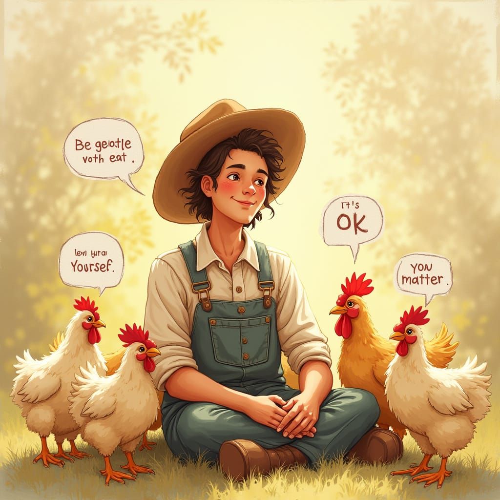 Chicken tenders - Gentle Farmer Surrounded by Kind Chickens ...