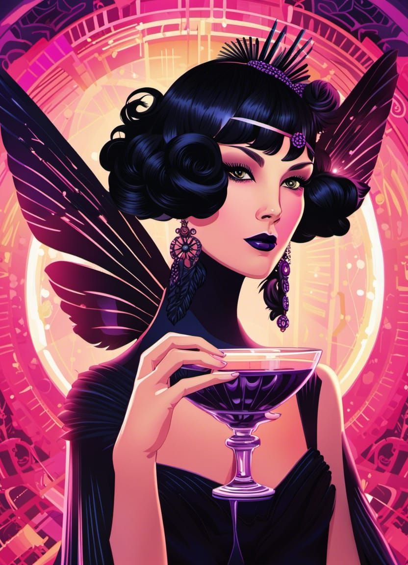 black Flapper Fairy - AI Generated Artwork - NightCafe Creator