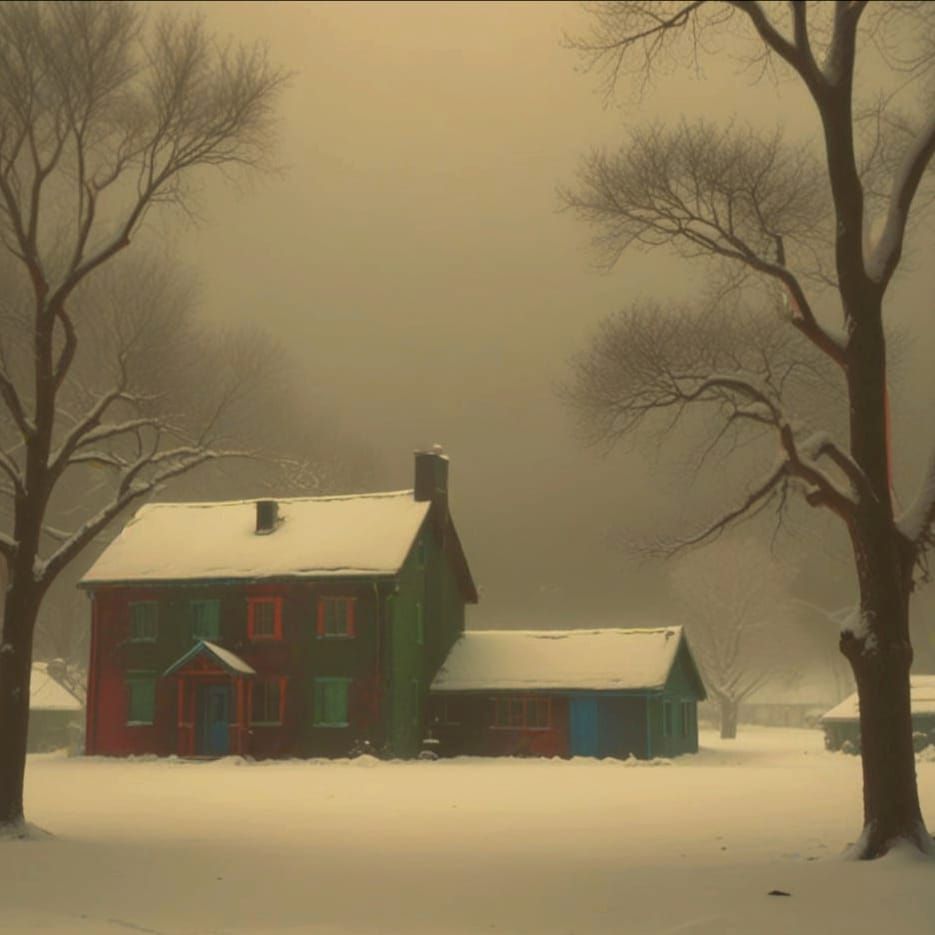 Wistful Winter Scene in Vibrant Cinematic Color - AI Art