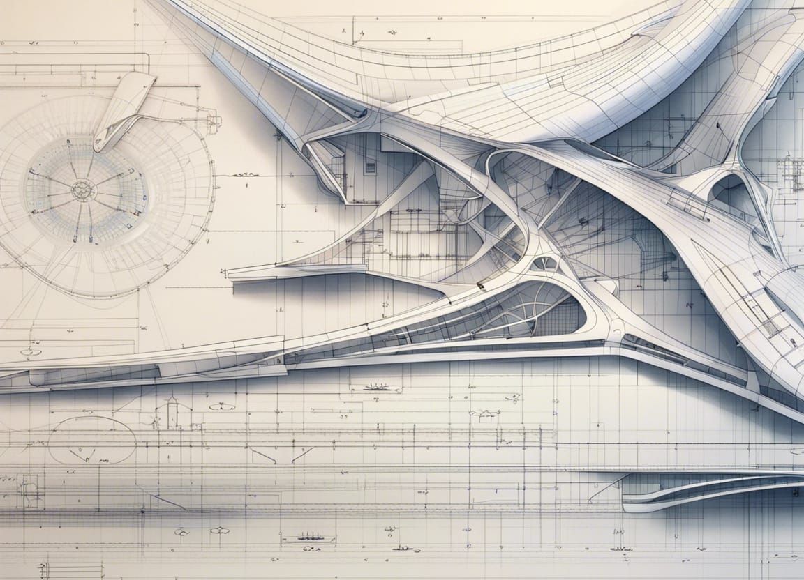 Architectural plan for an airport project inspired by Zaha Hadid - AI ...