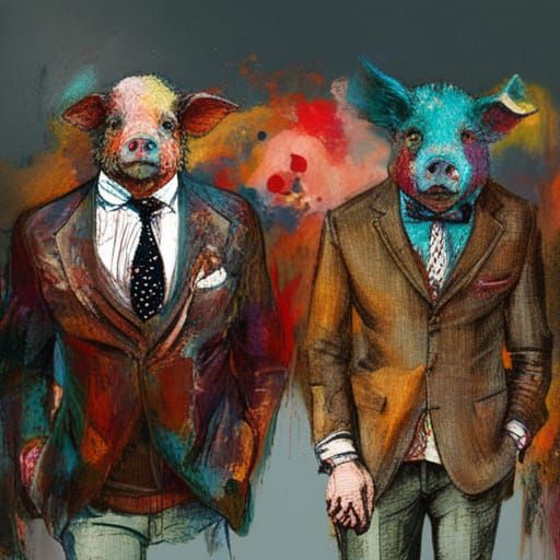 Glamour Pigs at work - AI Generated Artwork - NightCafe Creator