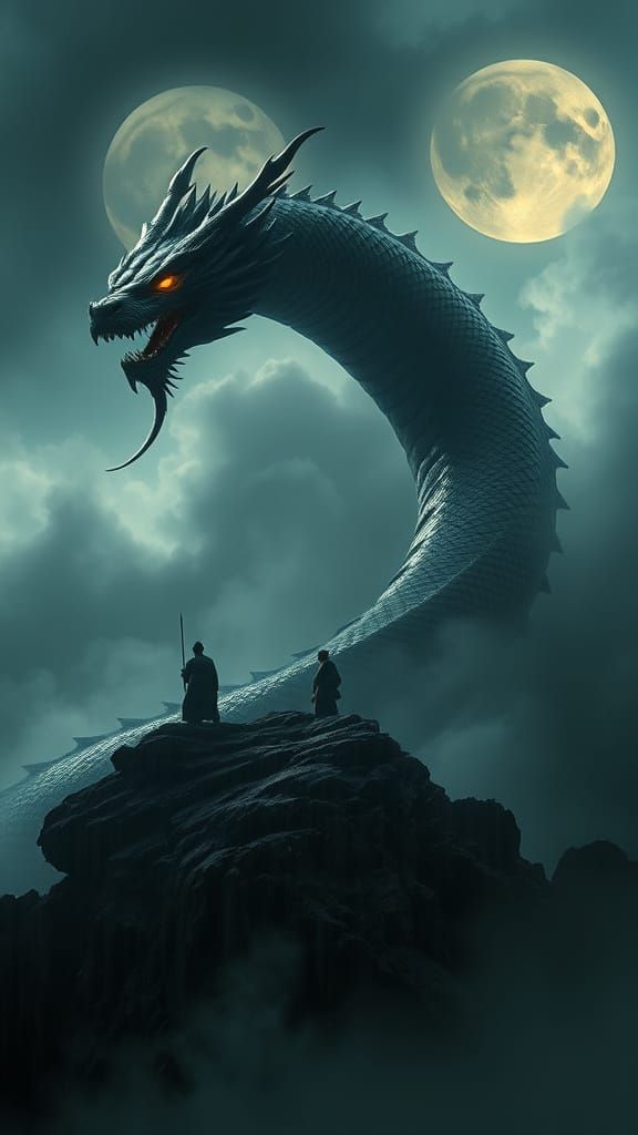 Year of the Snake - Ancient Chinese Dragon Guardian in Ether...