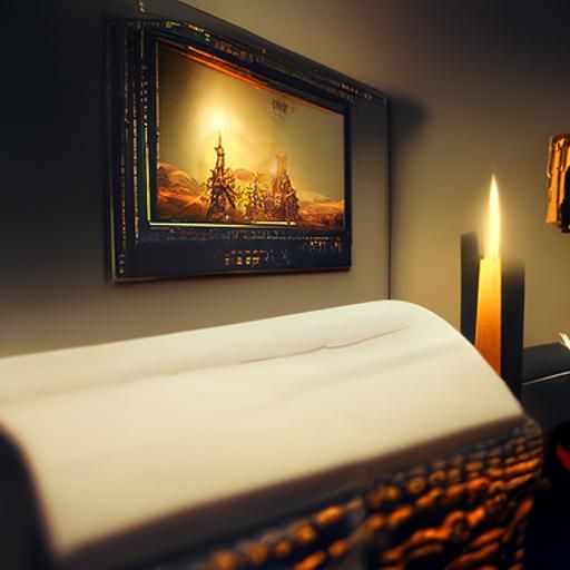 Lonely dim hotel room; beautifully lit; Ferdinand Knab; [8K 3D 8k ...