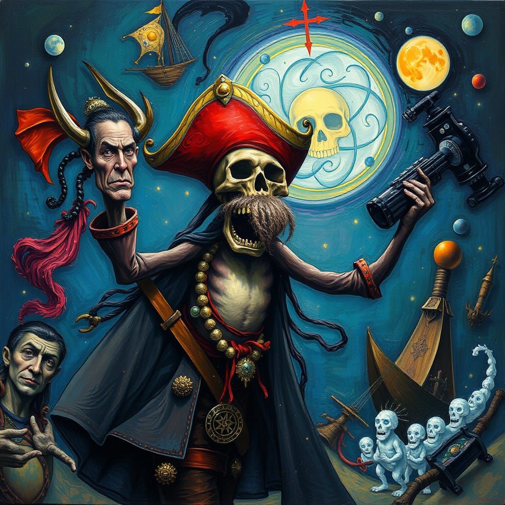 Ethereal Pirate World in Vibrant Cubist Fantasy - AI Art