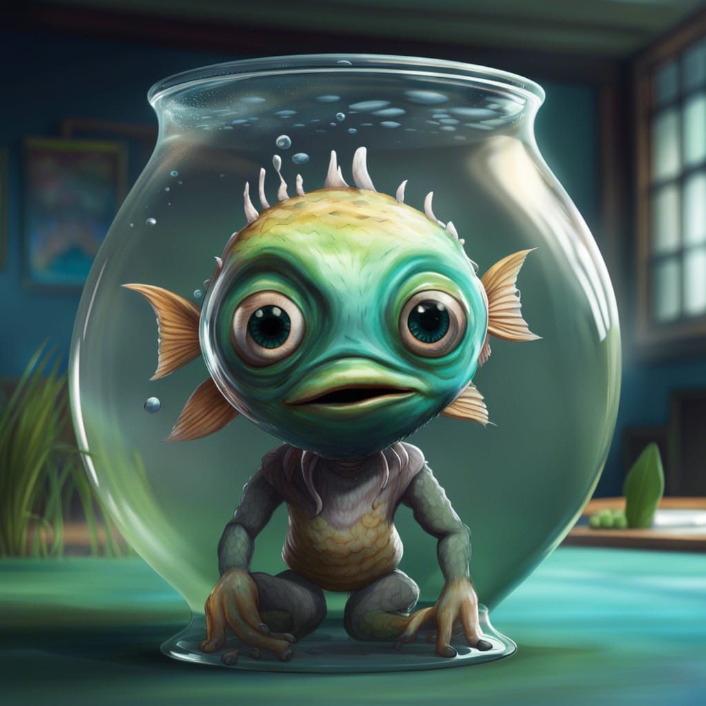 Fishboy in a Bowl - AI Generated Artwork - NightCafe Creator