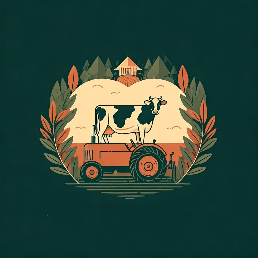 Rustic Farm Logo in Folk Art Style - AI Art