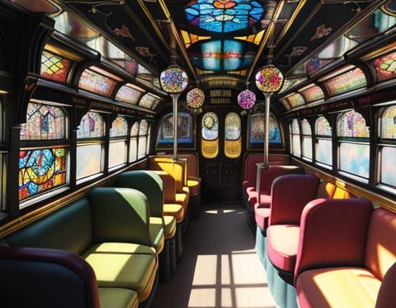 Fantasy Art-Deco Bus Interior - Fantasy Art-Deco Bus Interio...