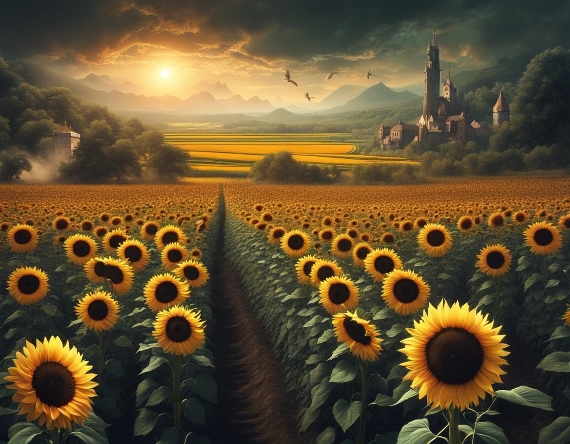 Sunflowers field - AI Generated Artwork - NightCafe Creator
