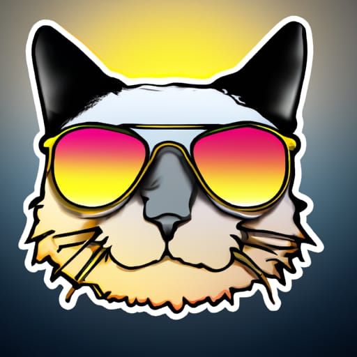 cool cat with sunglasses on fully colored drawing - AI Generated ...