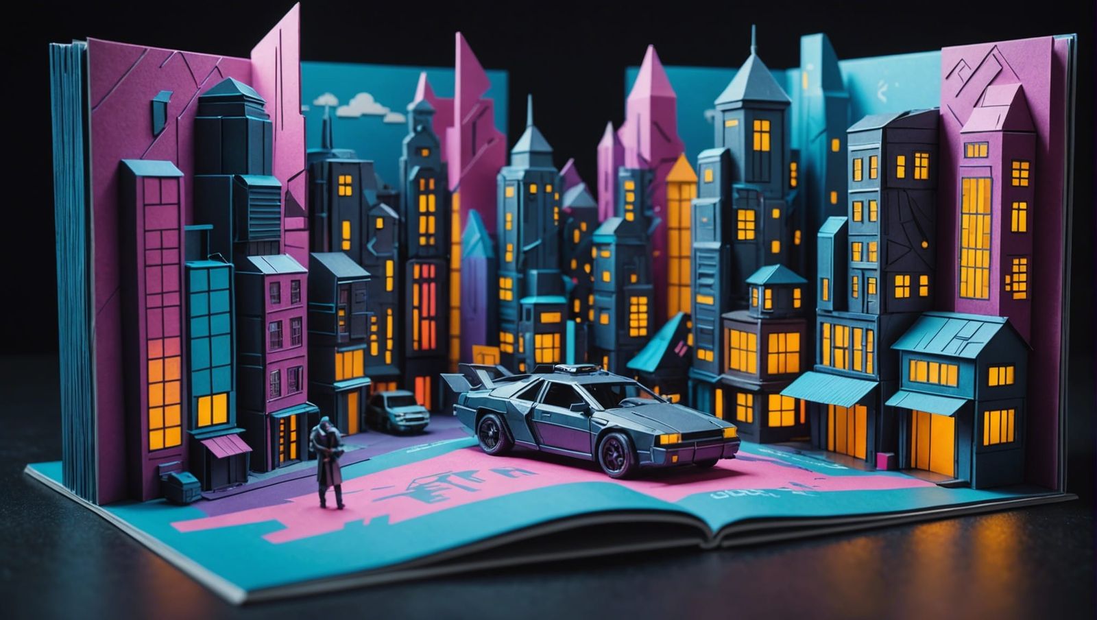 Papercraft popup book cyberpunk city, Origami paper folds papercraft, made of paper, stationery ...