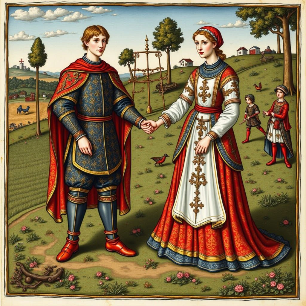 Medieval Pastoral Scene in Illuminated Manuscript ... - AI Art