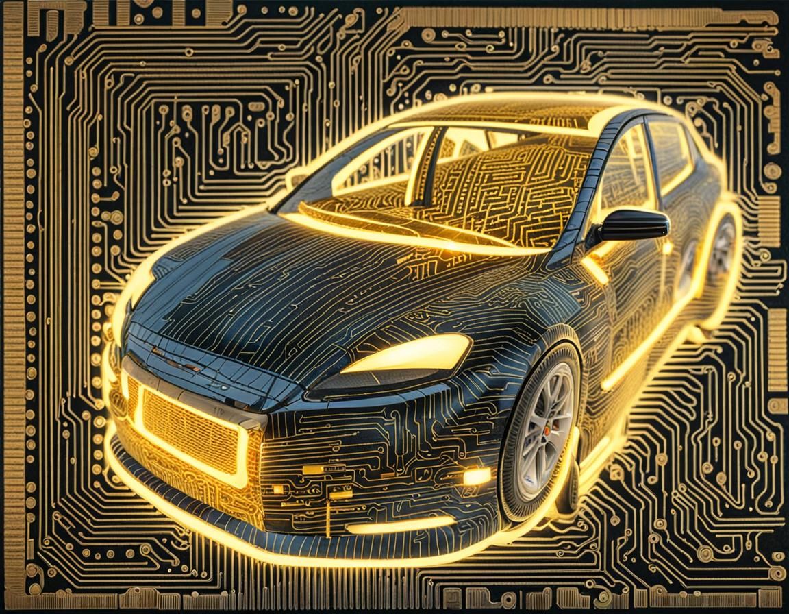 Car made of printed circuits - AI Generated Artwork - NightCafe Creator