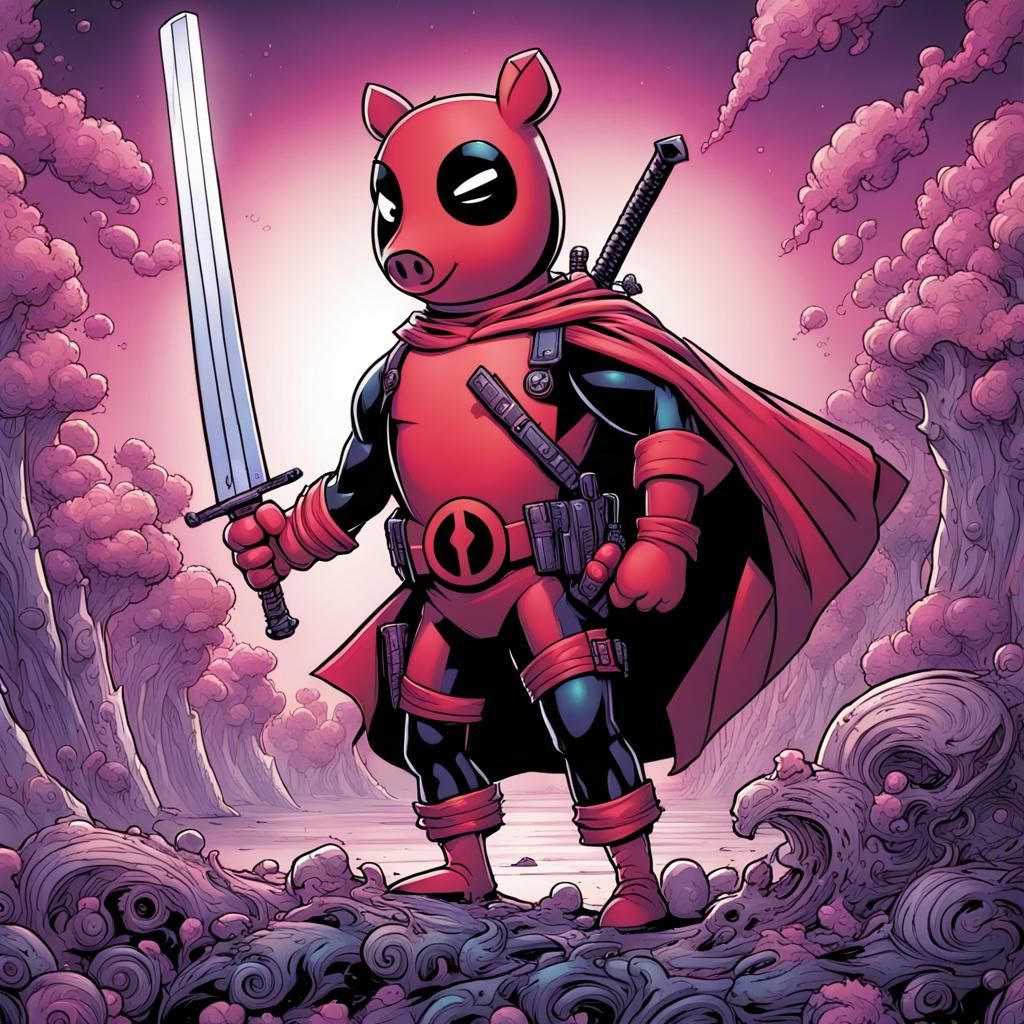 Pepa pig & Deadpool - AI Generated Artwork - NightCafe Creator