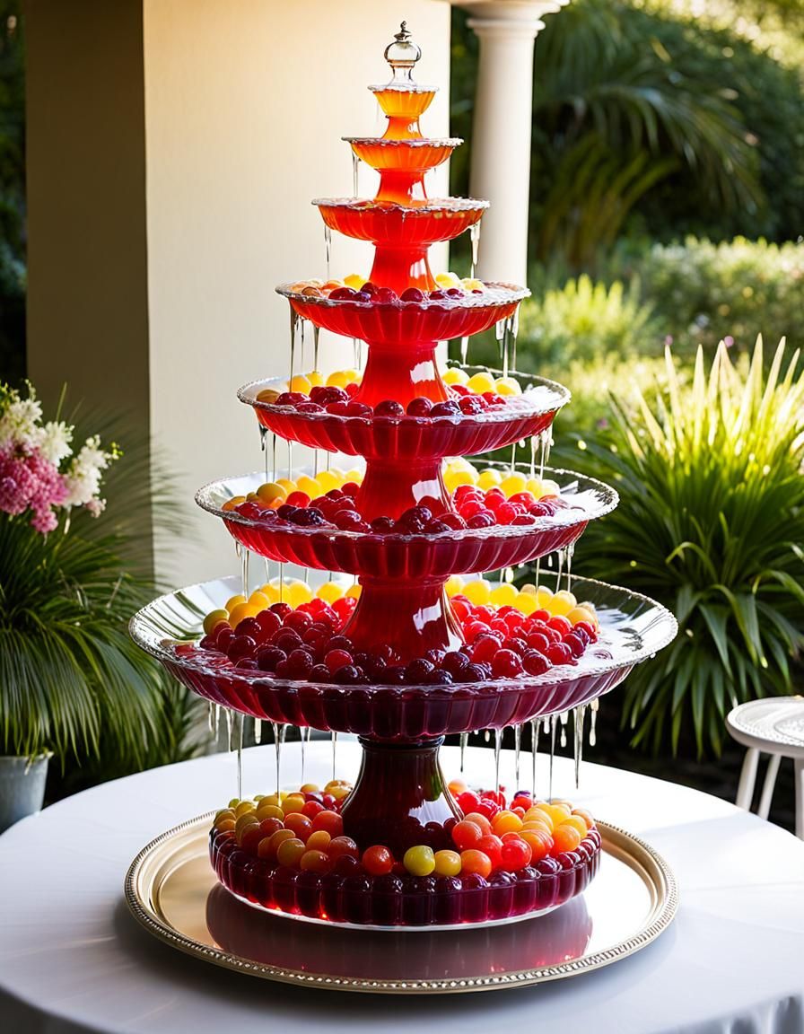 A Jelly Fountain with Fruit - AI Generated Artwork - NightCafe Creator