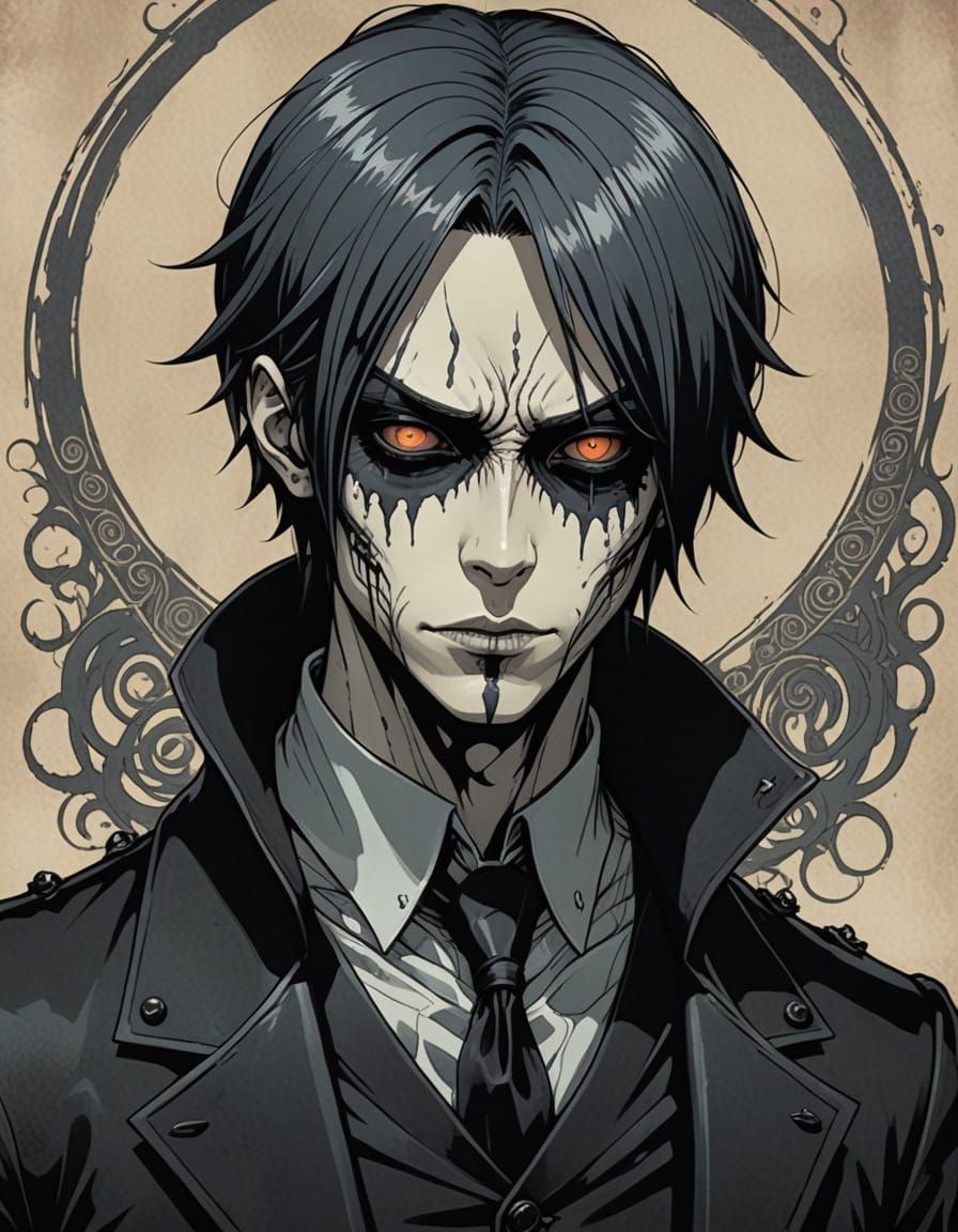 Dark Fantasy Reaper Takes Emo Man in a Gothic Goth... - AI Art