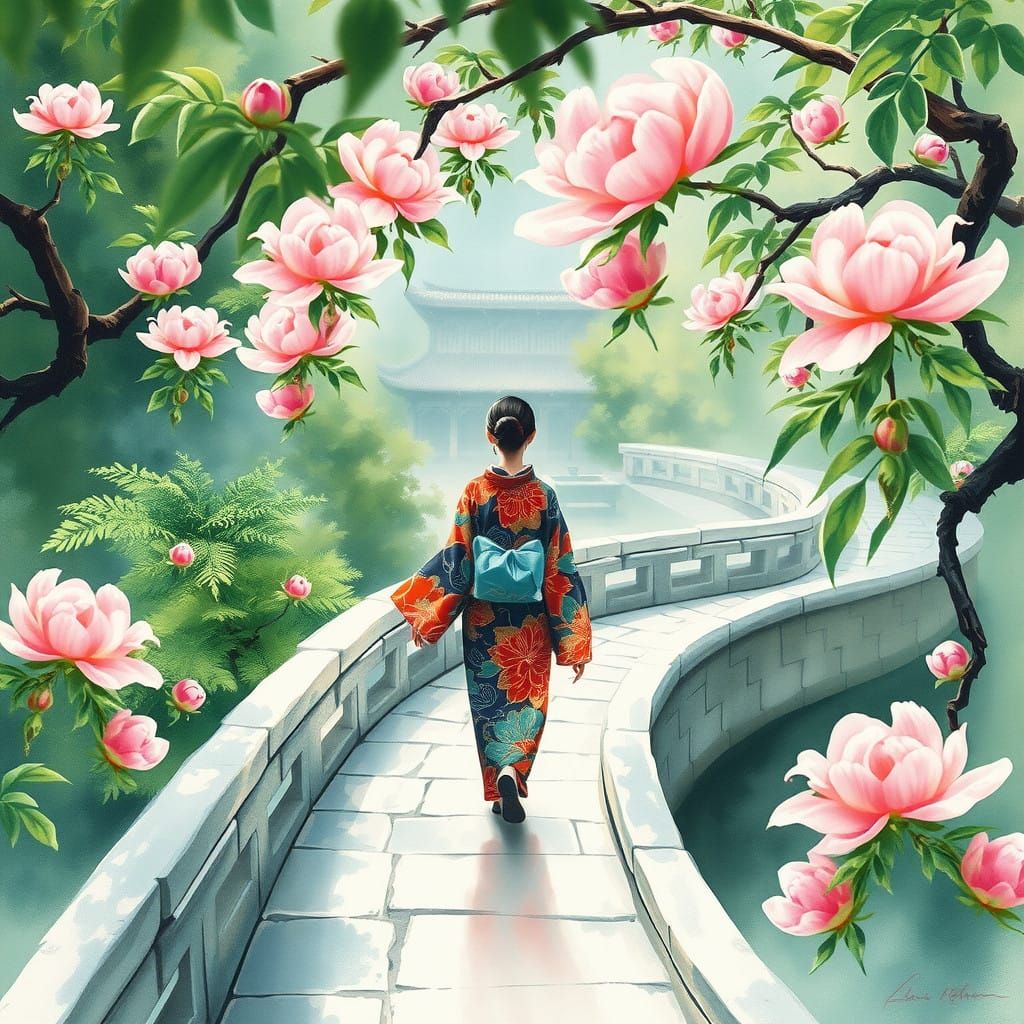 The Imperial Garden - Ancient Chinese Garden Scene in Impres...