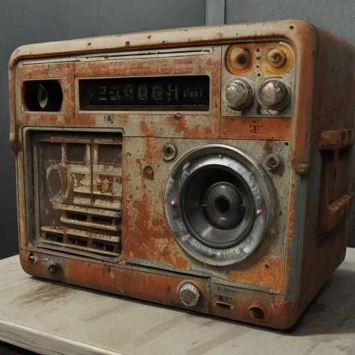 rusty 80s radio overgrown - AI Generated Artwork - NightCafe Creator