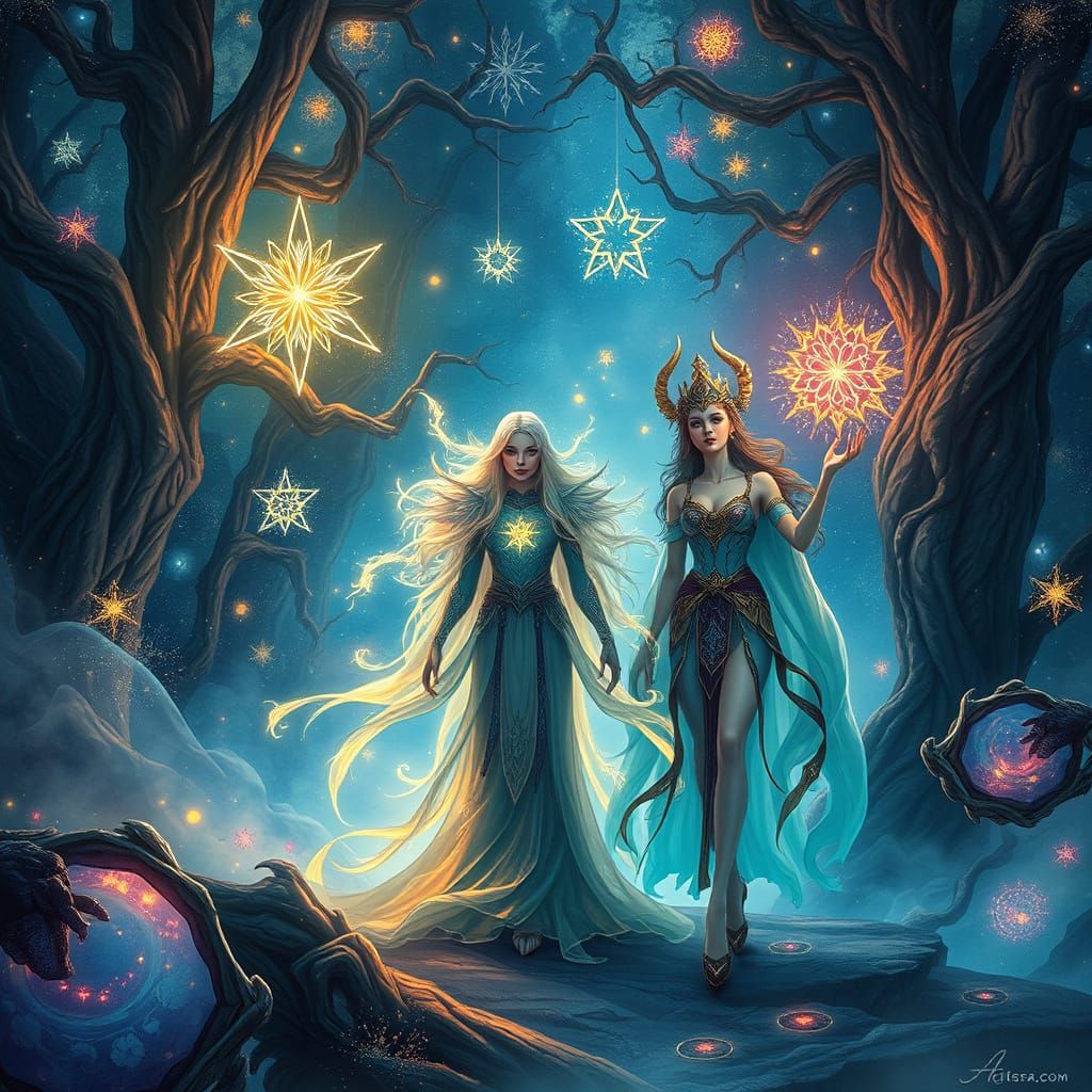 star and Santrice - Ethereal Star and Sorceress in Whimsical...